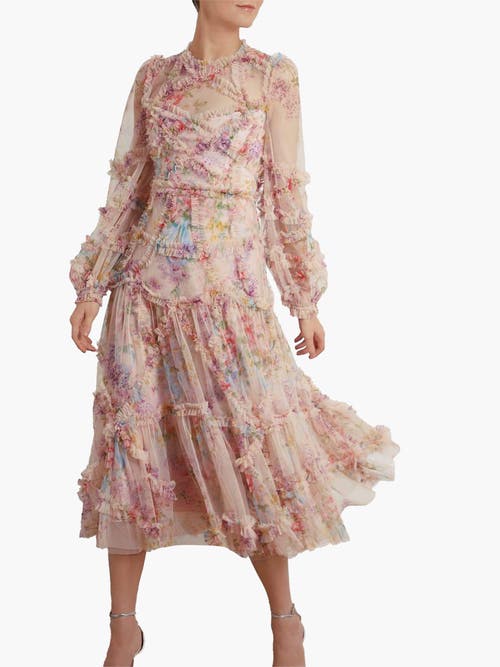 NEEDLE & THREAD Floral Diamond Ruffle Ballerina Dress